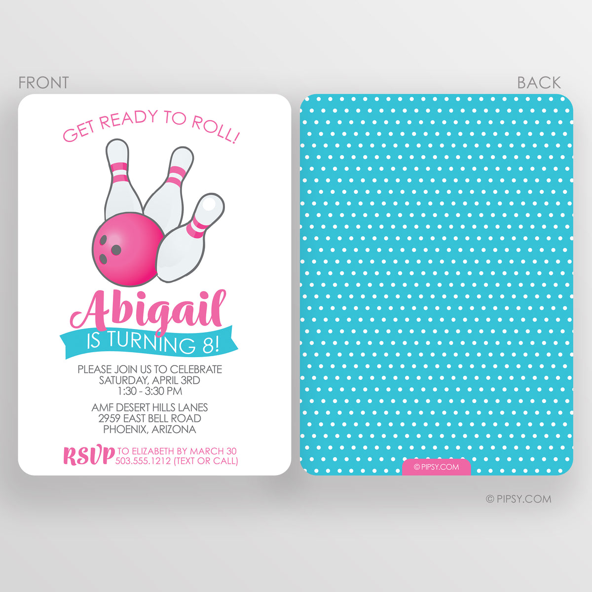 Bowling Birthday Party Invitations, Girl (DIY Printable) - Pipsy