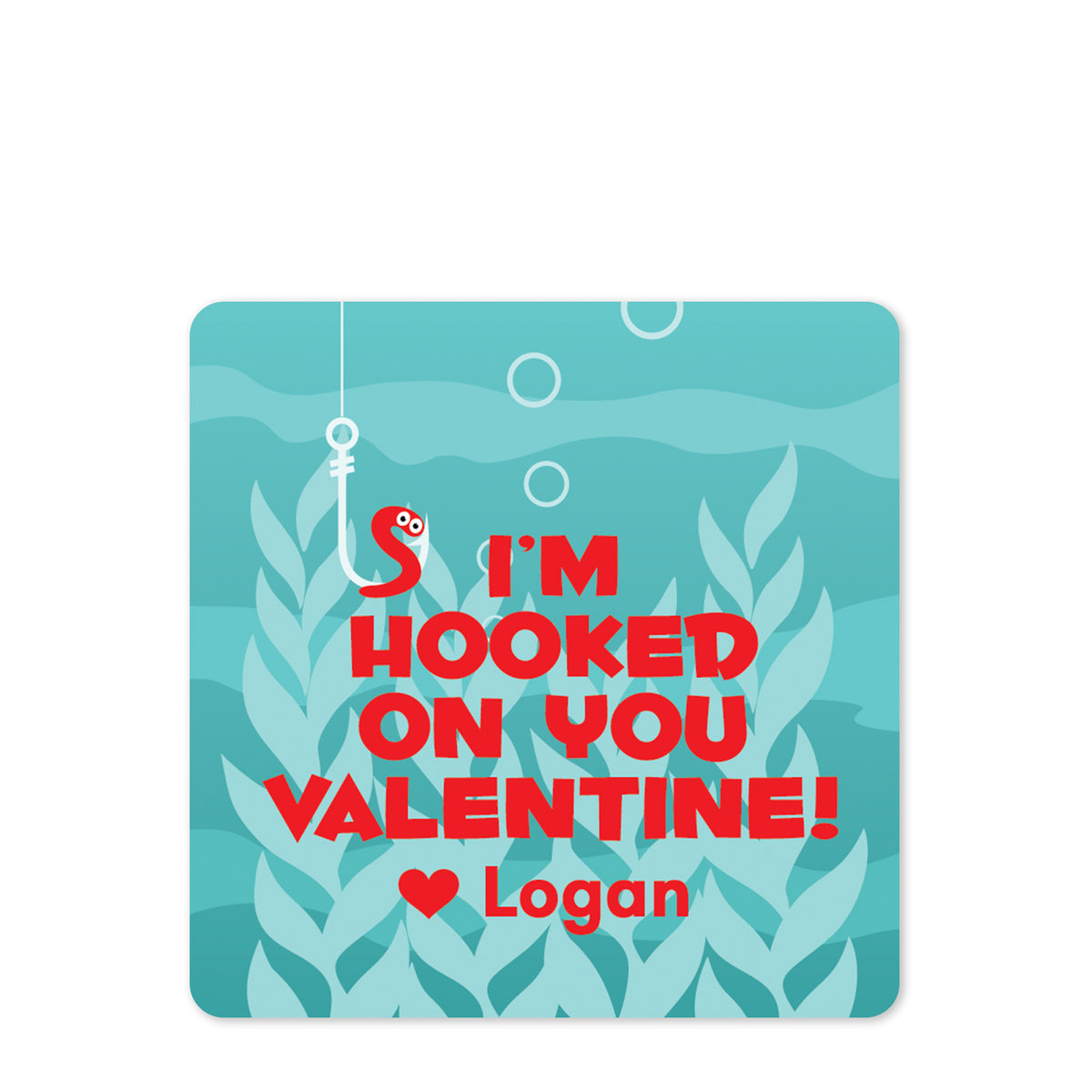 I'm Hooked On You Valentine's Day Class Stickers - Pipsy