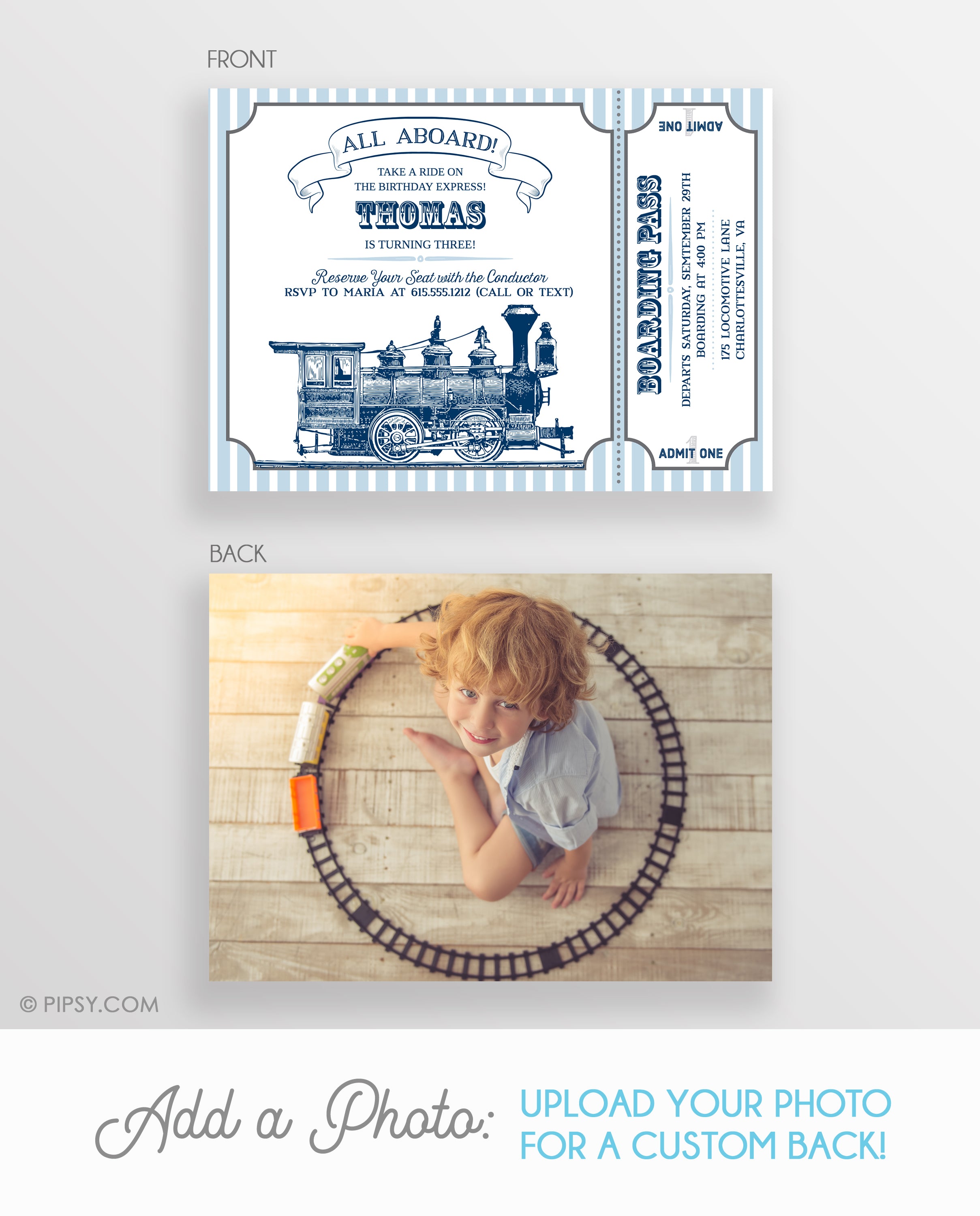 Vintage Train Invitation (DIY Printable) - Pipsy
