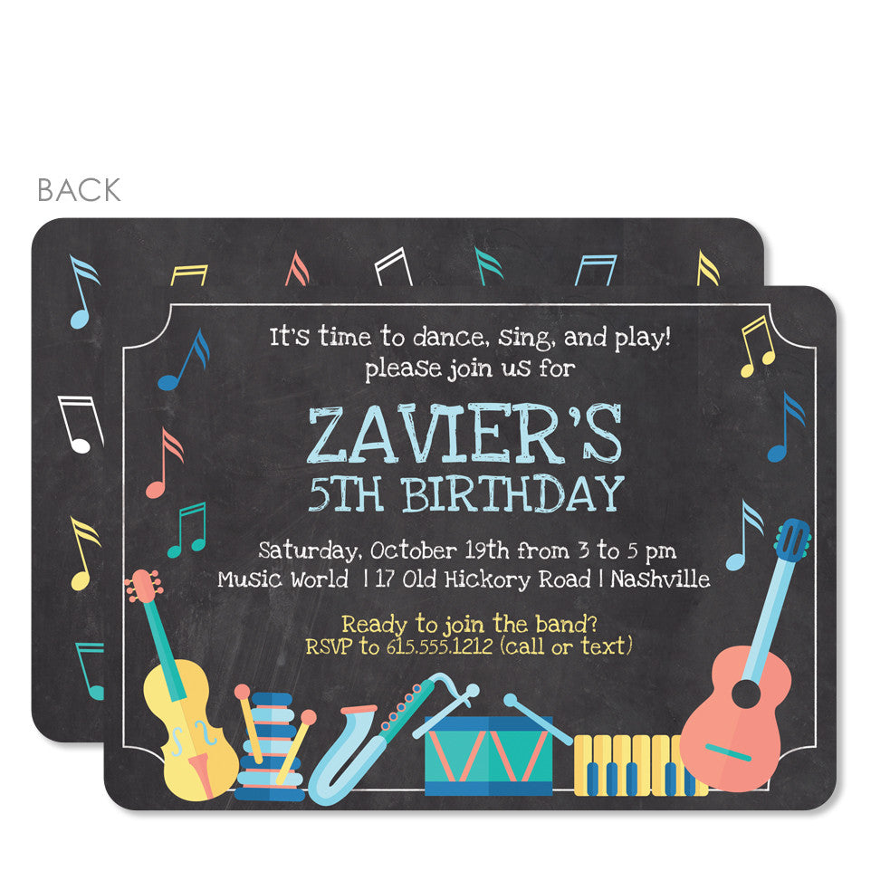 Musical Instruments Party Invitation (Printed) - Pipsy