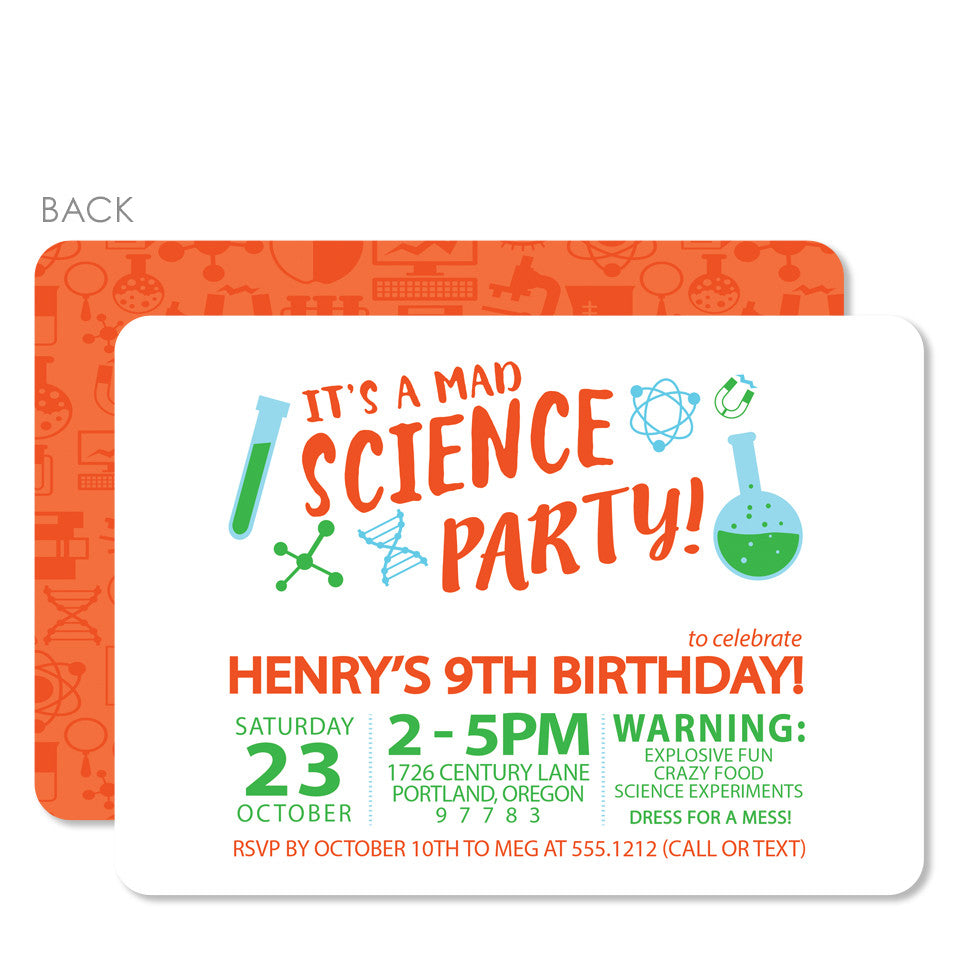 Science Birthday Invitation Templates Science Party Invitations